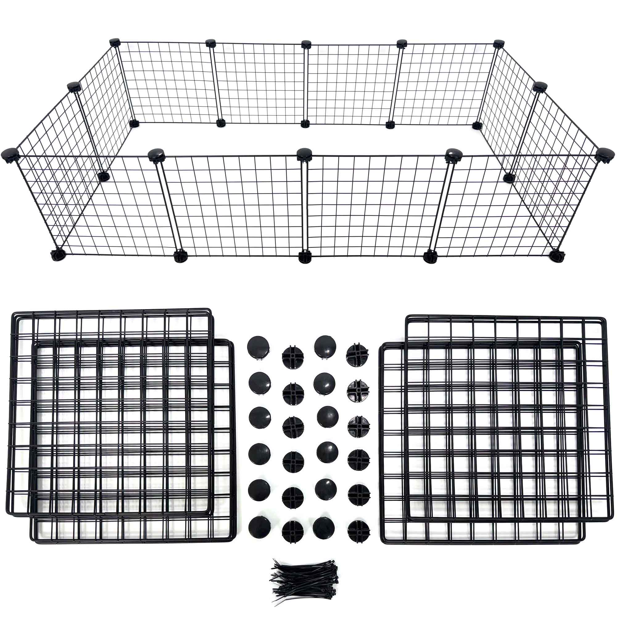 Cagetopia Grids, Connectors, Zip Ties and Instructions for a LARGE C&C Cage