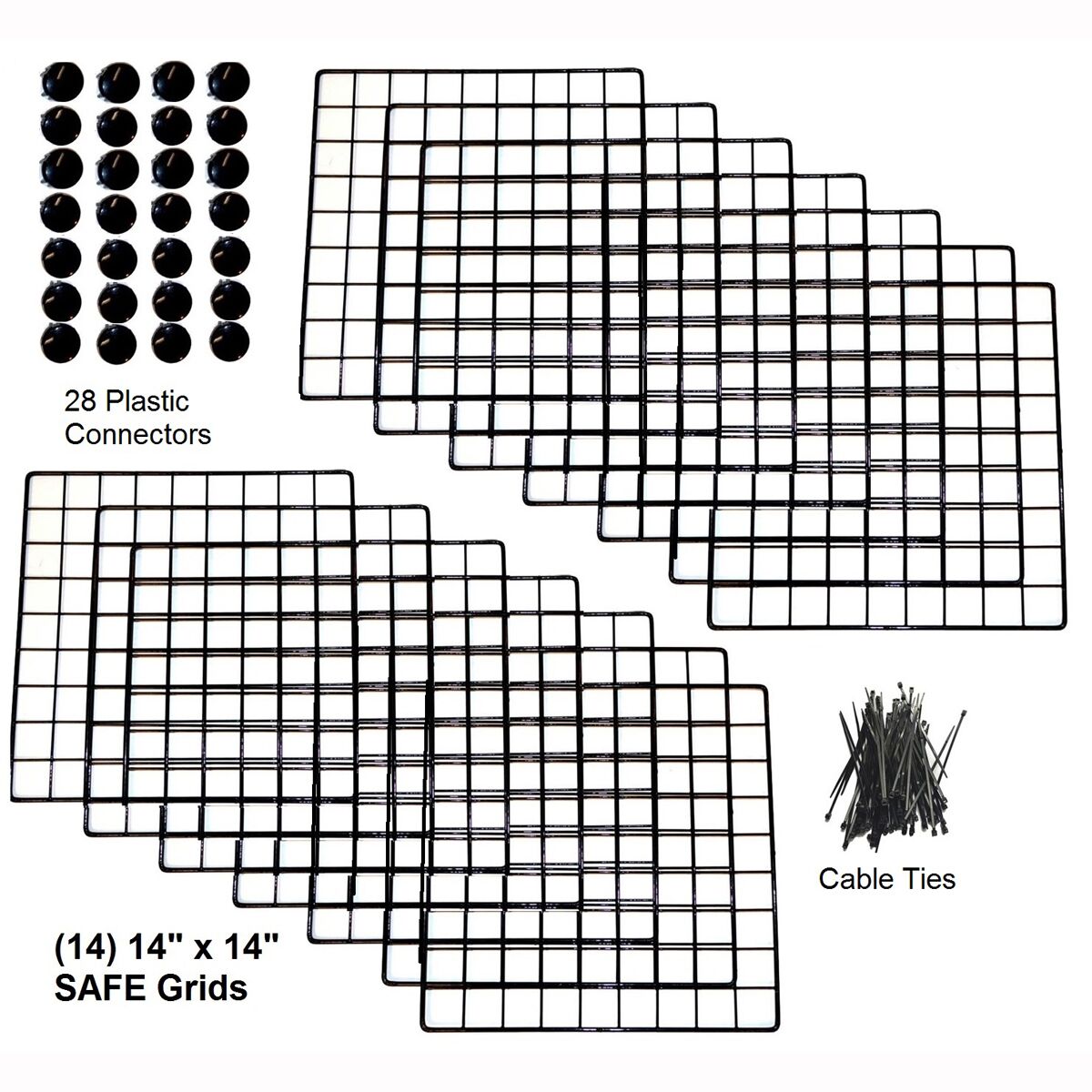 Cagetopia Grids, Connectors, Zip Ties and Instructions for a XL C&C Cage
